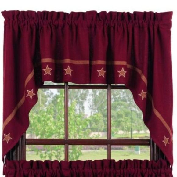 Olivia's Heartland | Accents | Farmhouse Wine Burlap Star Window Swag ...